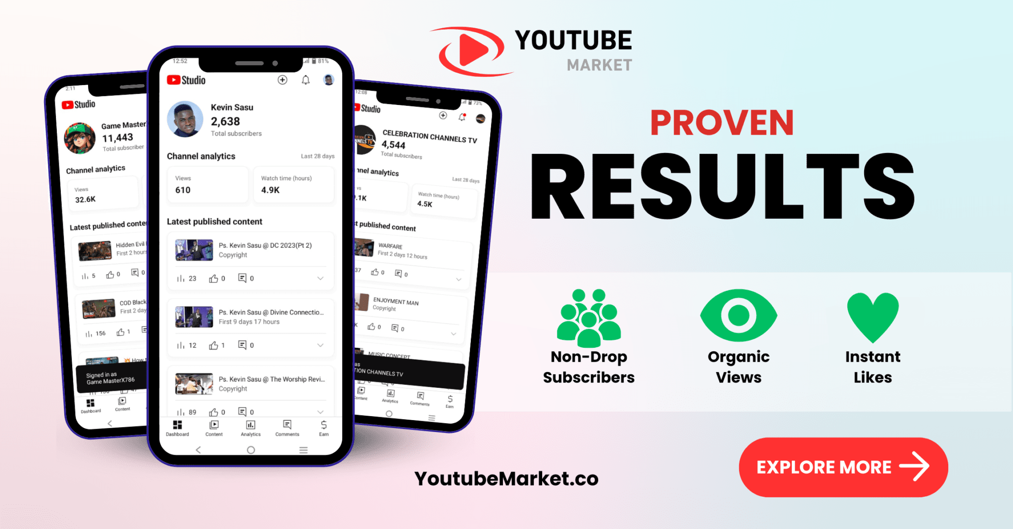 Youtube Market - 100% Real, Active and Instant Service!